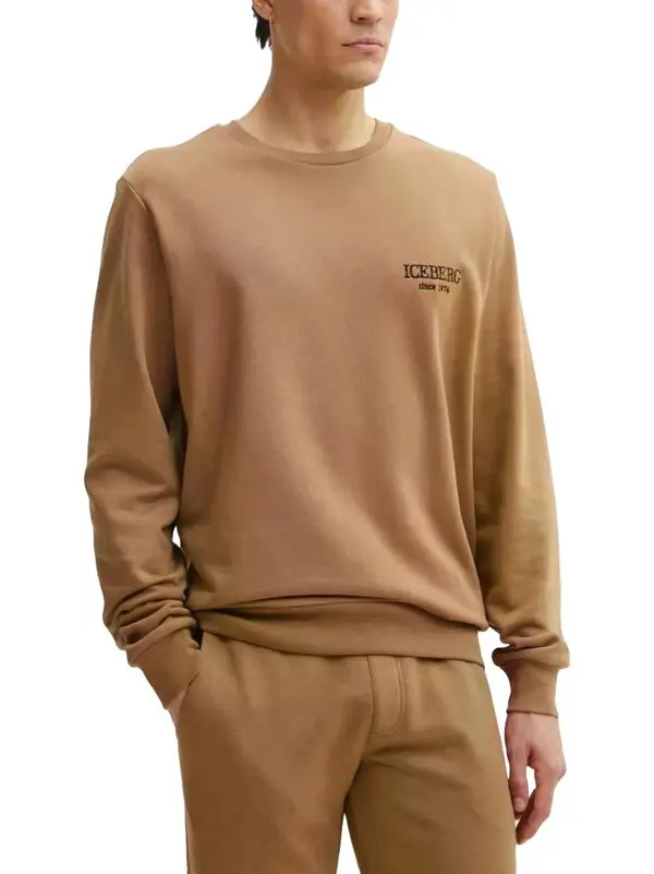 Iceberg Logo Crew-neck Sweatshirt - Brown