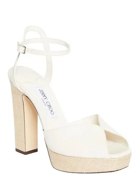 JIMMY CHOO Sacaria Ankle Strap Platform Sandal - Latte Mix