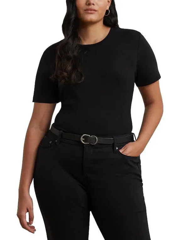 Ralph Lauren Judy Short Sleeve Stretch Cotton Top - Polo Black