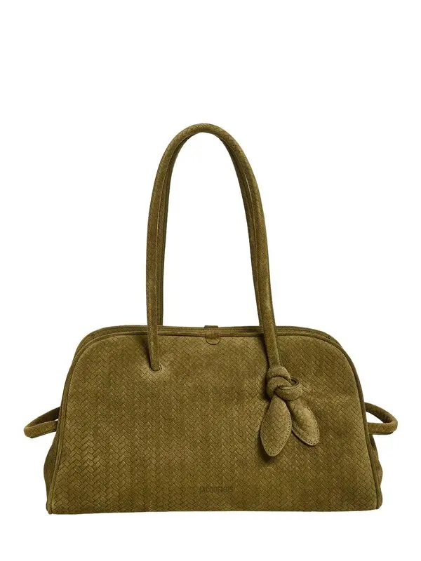 Jacquemus Le Turismo Embossed Suede Bowling Bag - 560 Khaki