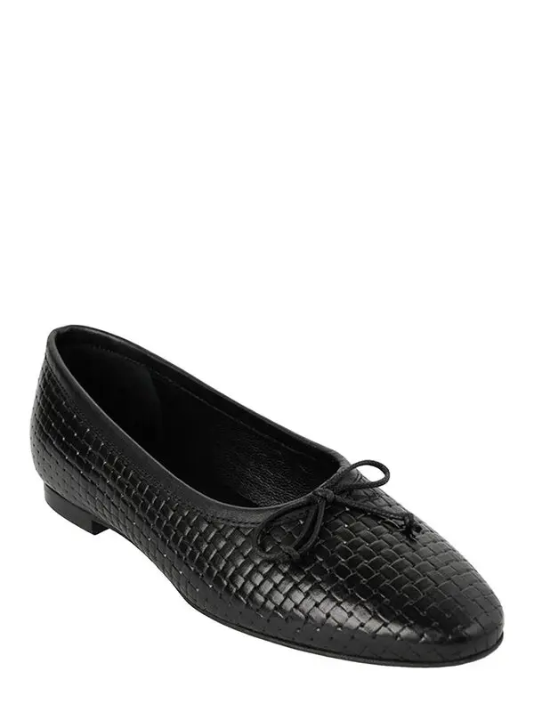 MENINA STEP Amelie Woven Leather Ballet Flats - Black