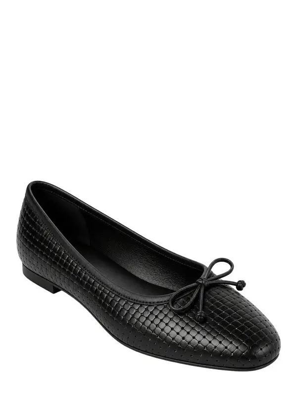 MENINA STEP Amelie Woven Leather Ballet Flats - Black