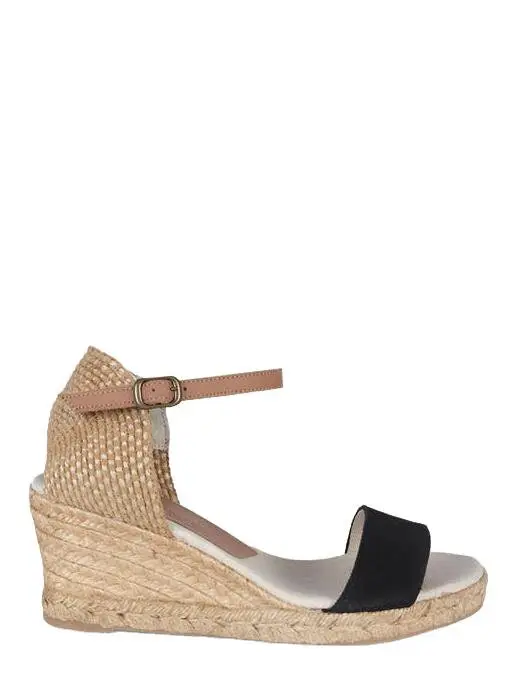 MENINA STEP Jimena Single Band Wedge Sandals - Black