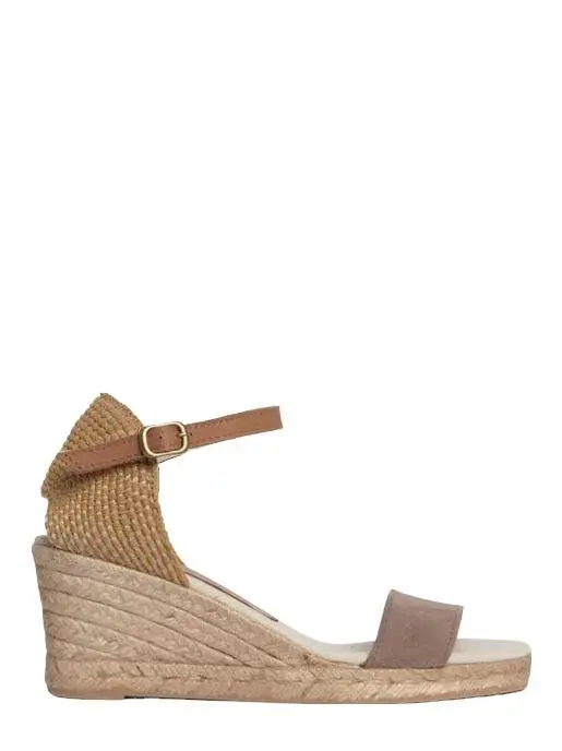 MENINA STEP Jimena Single Band Wedge Sandals - Taupe