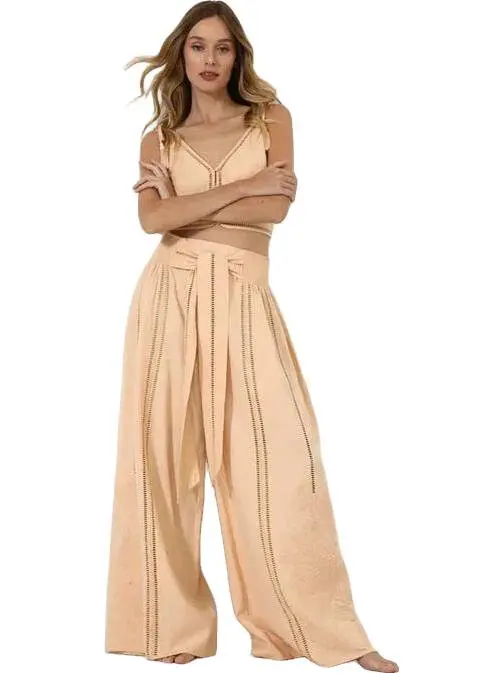GUADALUPE DESIGN Rio Wide-leg Pants With Lace Detail - Pink