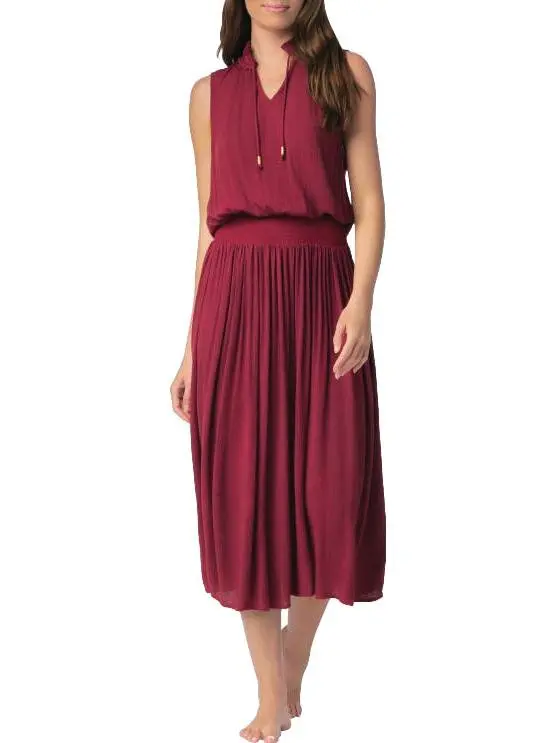 Helen Jon Sleeveless Smocked Dress - Merlot