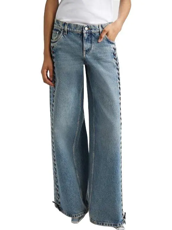 Stella McCartney Lacing Denim Wide-leg Jeans - Mid Blue