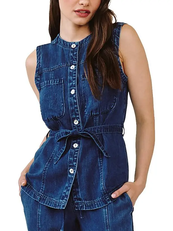 Bella Dahl Seamed Belted Vest - Horizon Blue Wash