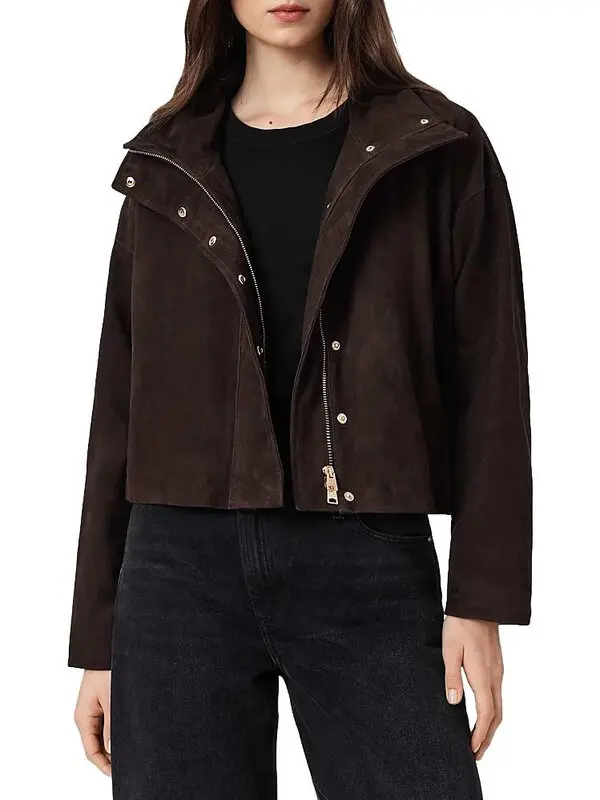 ALLSAINTS Ryder Suede Jacket - Bitter Brown