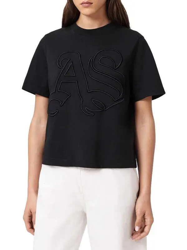 ALLSAINTS Lisa Embroidered Cotton T-shirt - Black
