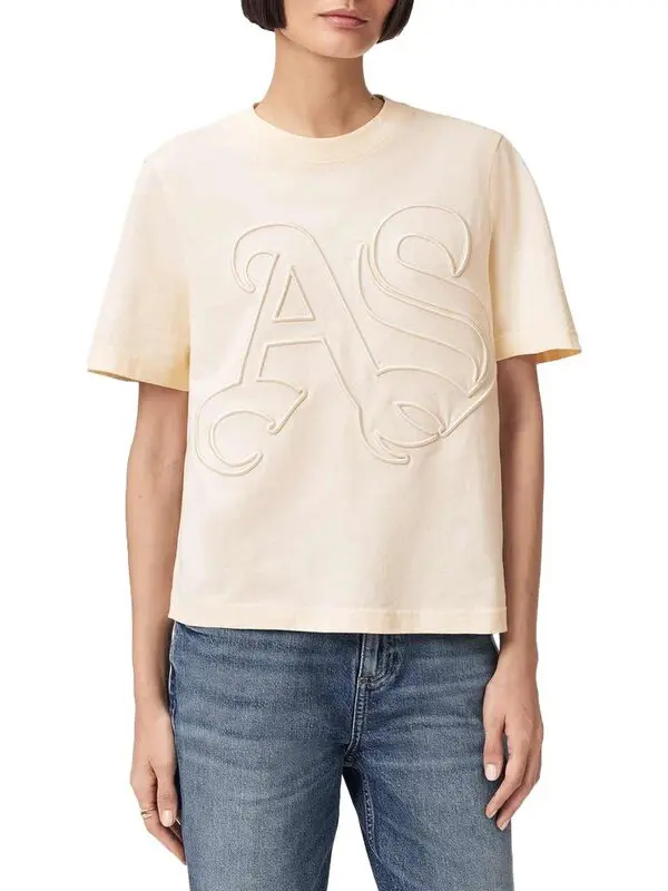 ALLSAINTS Lisa Embroidered Cotton T-shirt - Pebble White