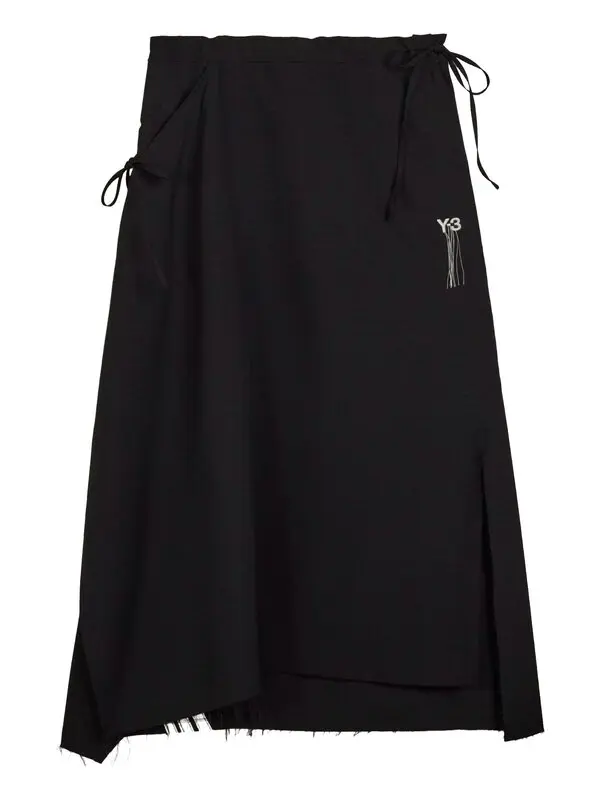 Y - 3 Uniform Raw" Midi Skirt - Black