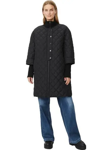 MASAI COPENHAGEN Talvire High Neck Long Sleeve Coat - Black