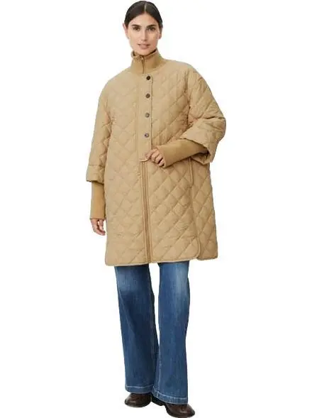 MASAI COPENHAGEN Talvire High Neck Long Sleeve Coat - Travertine