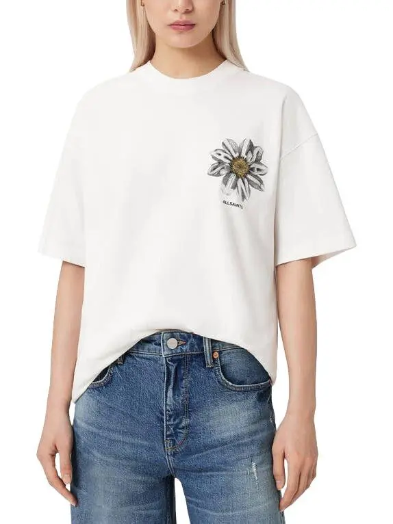 ALLSAINTS Etta Petal Graphic T-shirt - Chalk White