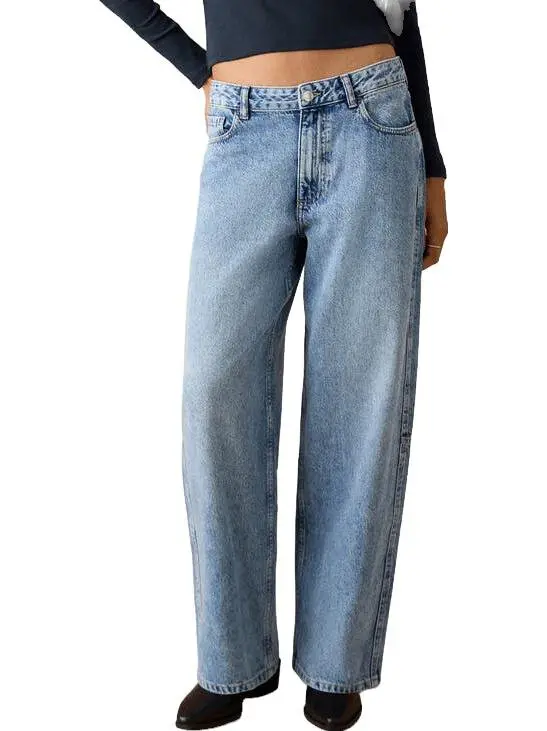 Mango Mid-rise Balloon Jeans - Medium Blue