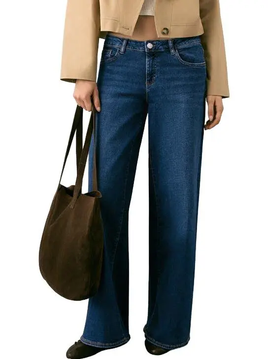 Mango Low-rise Wide-leg Jeans - Dark Blue