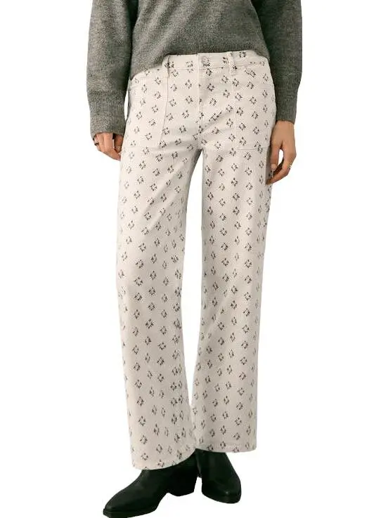 Mango Print Straight-leg Jeans - Off White