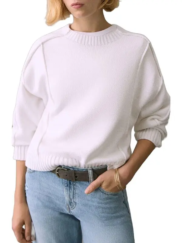 Mango Exposed Seam Cotton-blend Sweater - Off White
