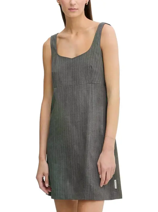 Marc O'polo Sweetheart-neck Stripe-pattern Mini Dress - Grey