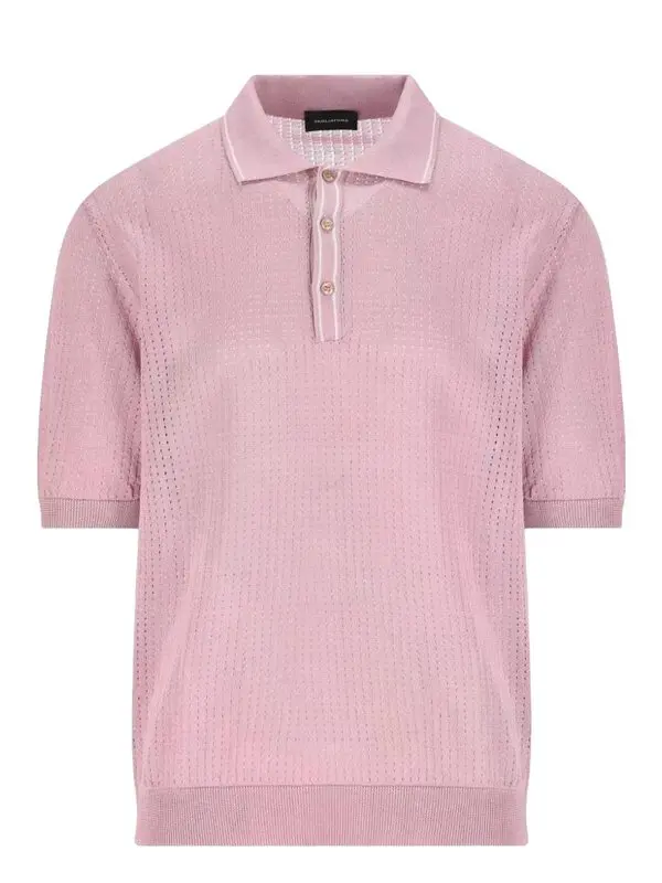 Tagliatore Openwork Buttoned Polo Shirt - Pink