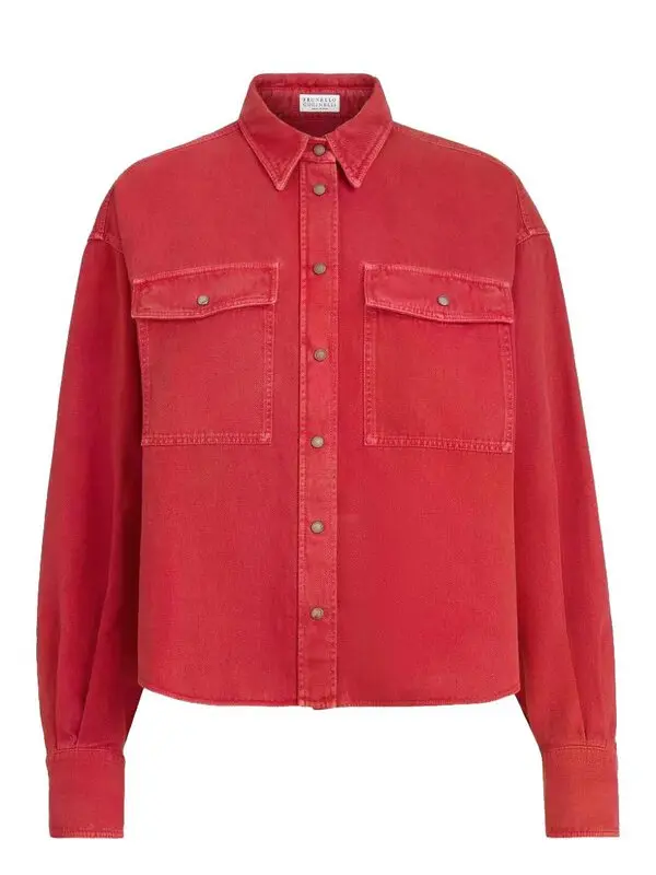 Brunello Cucinelli Pocket Garment-dyed Shirt - Red