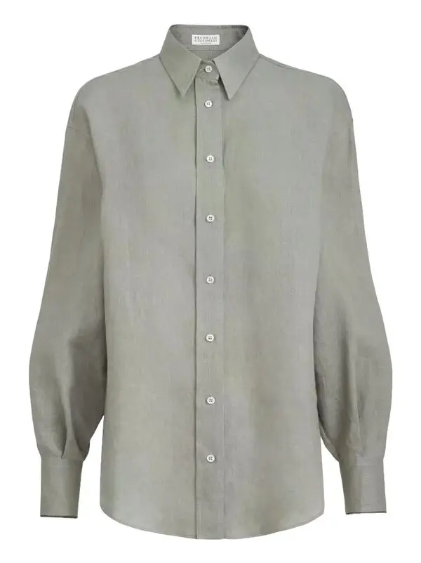 Brunello Cucinelli Monili Linen Shirt - Grey
