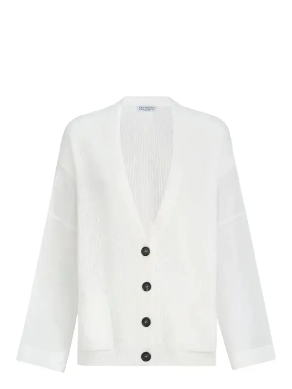 Brunello Cucinelli Ribbed Cardigan - White