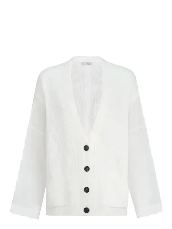 Brunello Cucinelli Ribbed Cardigan - White