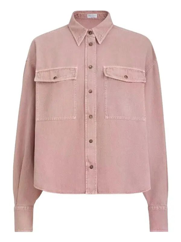 Brunello Cucinelli Garment-dyed Flap-pocket Shirt - Pink