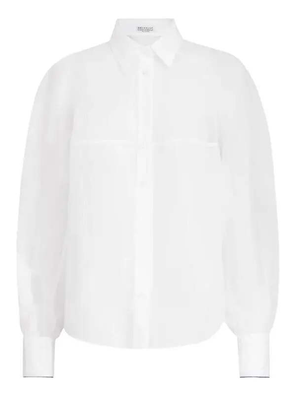 Brunello Cucinelli Sheer Long-sleeve Shirt - White
