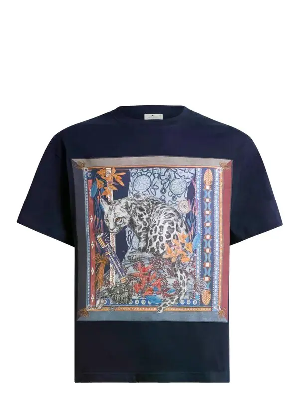 Etro Placed Leopard-print T-shirt - Blue