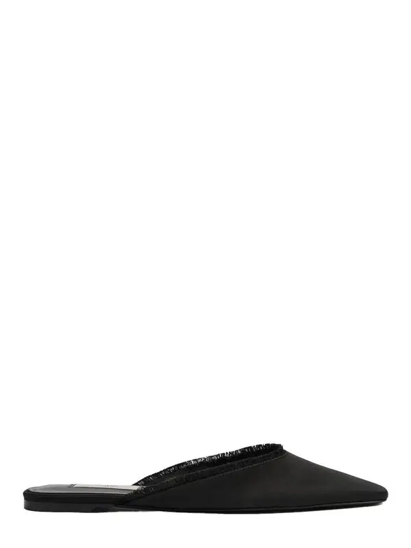 TOTEME Frayed Satin Lounge Slippers - Black