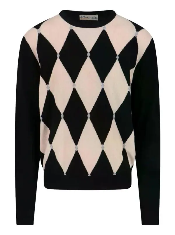 BALLANTYNE Argyle Knit Sweater - Black