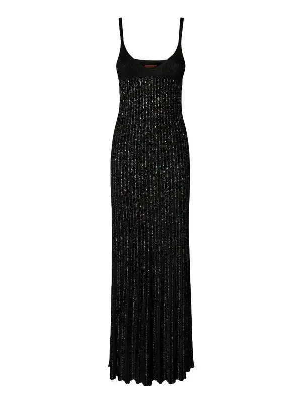 Missoni Spaghetti Strap Knitted Dress - Black