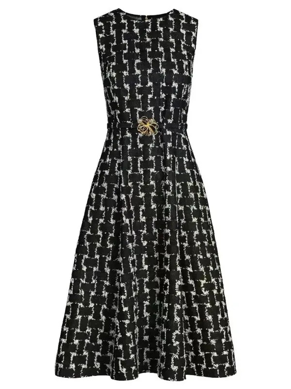 Oscar De La Renta Jacquard Woven Midi Dress - Black