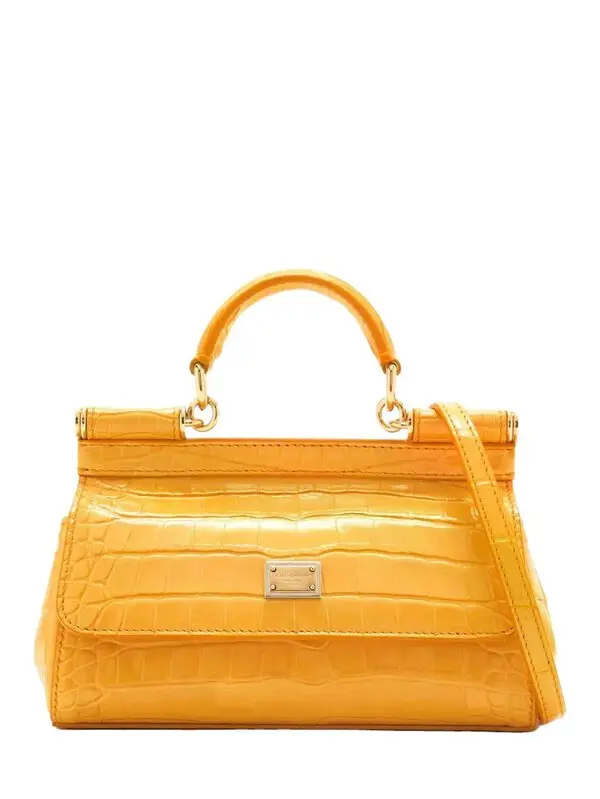 Dolce & Gabbana Croc-effect Top-handle Sicily Piccola Tote Bag - Yellow