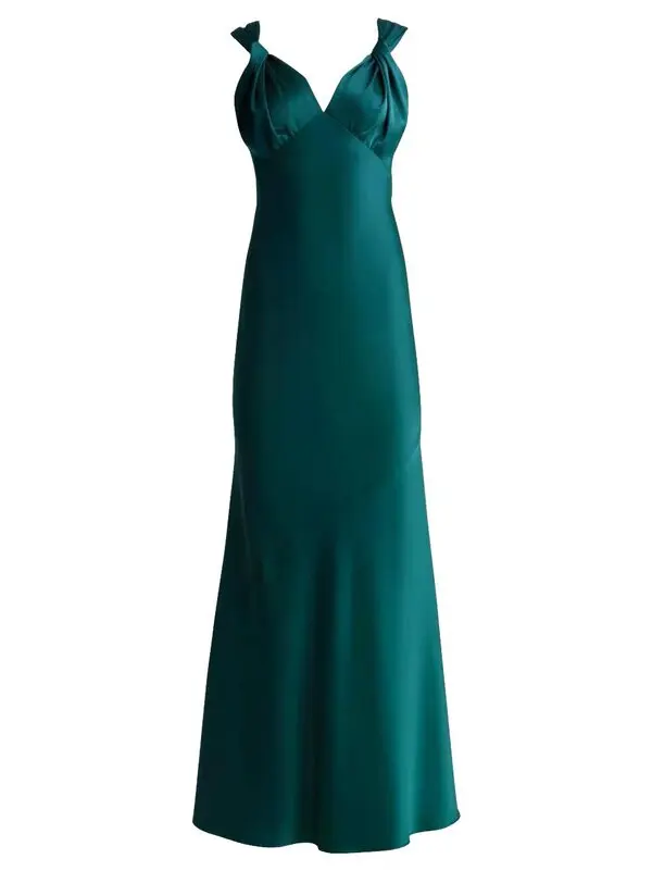 St. John V-neck Gown - Green
