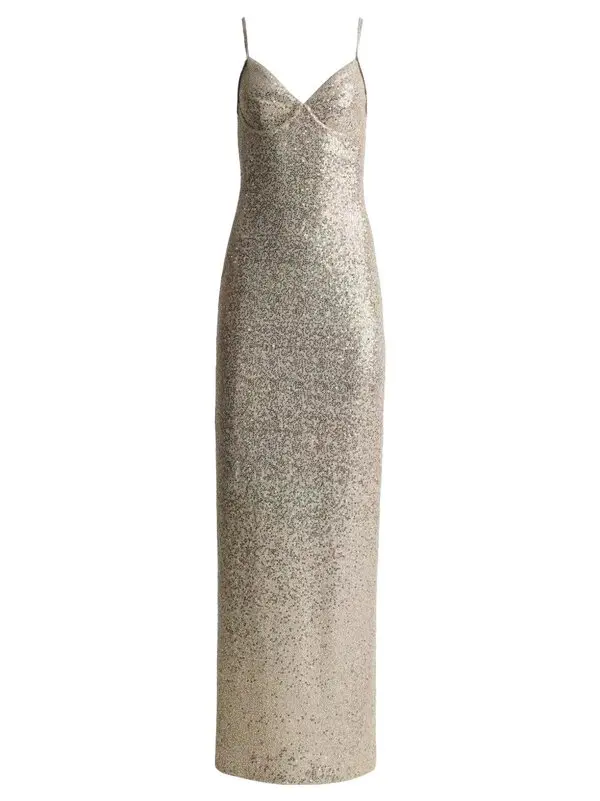 St. John Sequin Embellished Maxi Dress - Neutrals