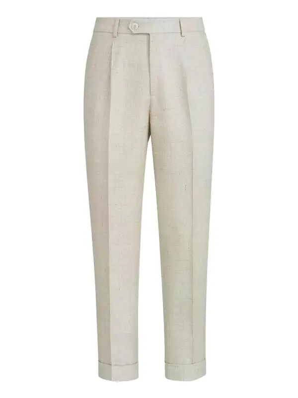 Brunello Cucinelli Pleated Hopsack Trousers - Neutrals