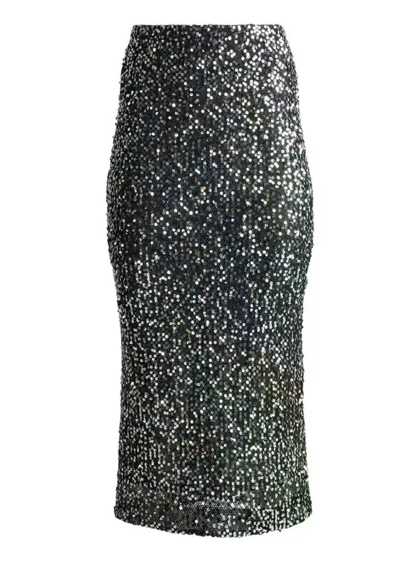 St. John Paillette Embellished Midi Skirt - Black