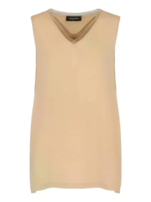 Fabiana Filippi V-neck Tulle Top - Neutrals