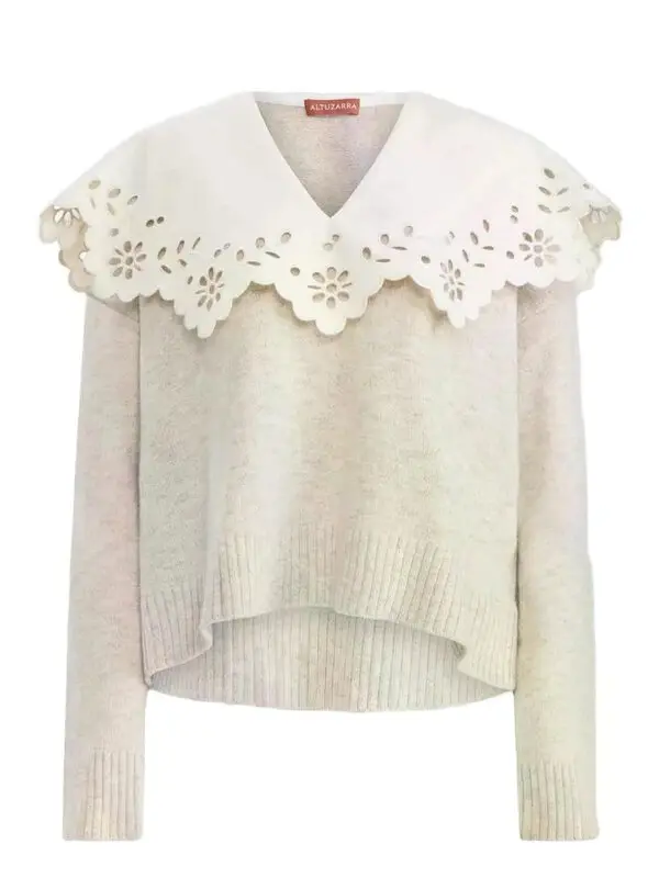Altuzarra Broderie Anglaise V-neck Sweater - Neutrals
