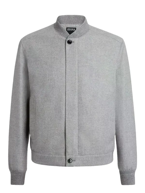 Zegna Oasi Buttoned Cashmere Bomber Jacket - Grey