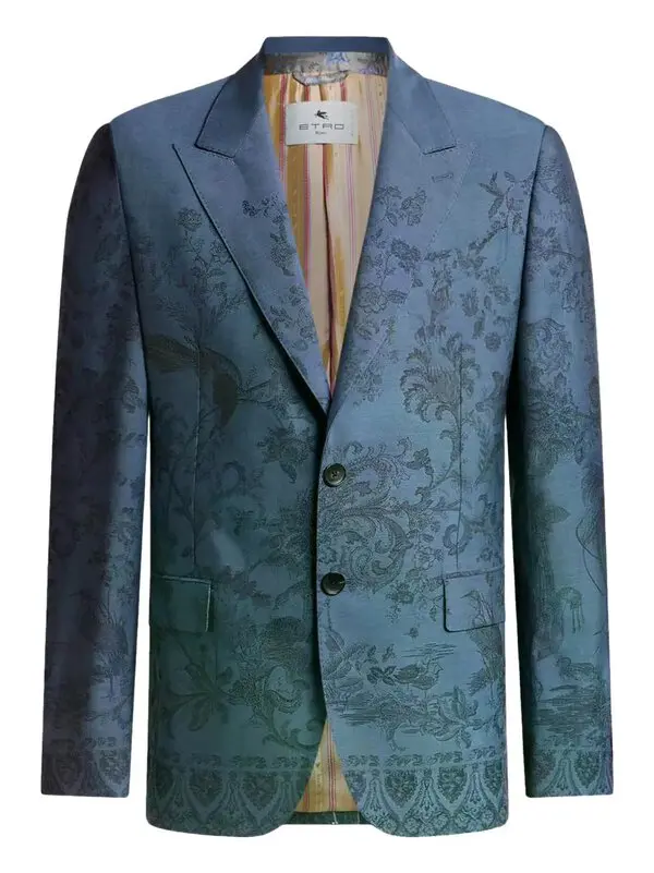 Etro Jacquard Wool Blazer - Blue