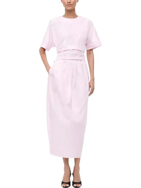 Staud Michelina Tie-waist Midi Dress - Pink