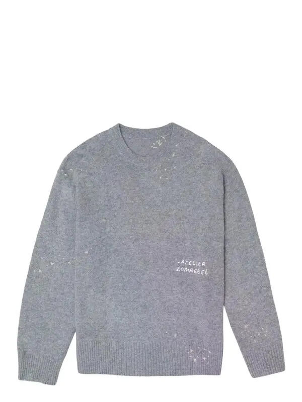 DOMREBEL Embroidered Crew-neck Wool-blend Sweater - Grey