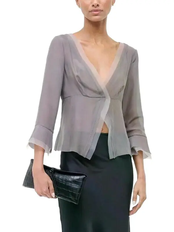 Staud Jenny Ruffle-detail Blouse - Grey