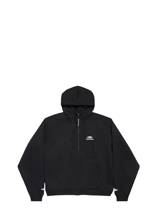Balenciaga 3b Sports Icon Zip-up Hoodie - Black/white