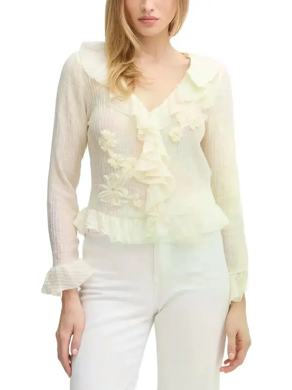 HOSS INTROPIA Ruffled Floral Blouse - Neutrals